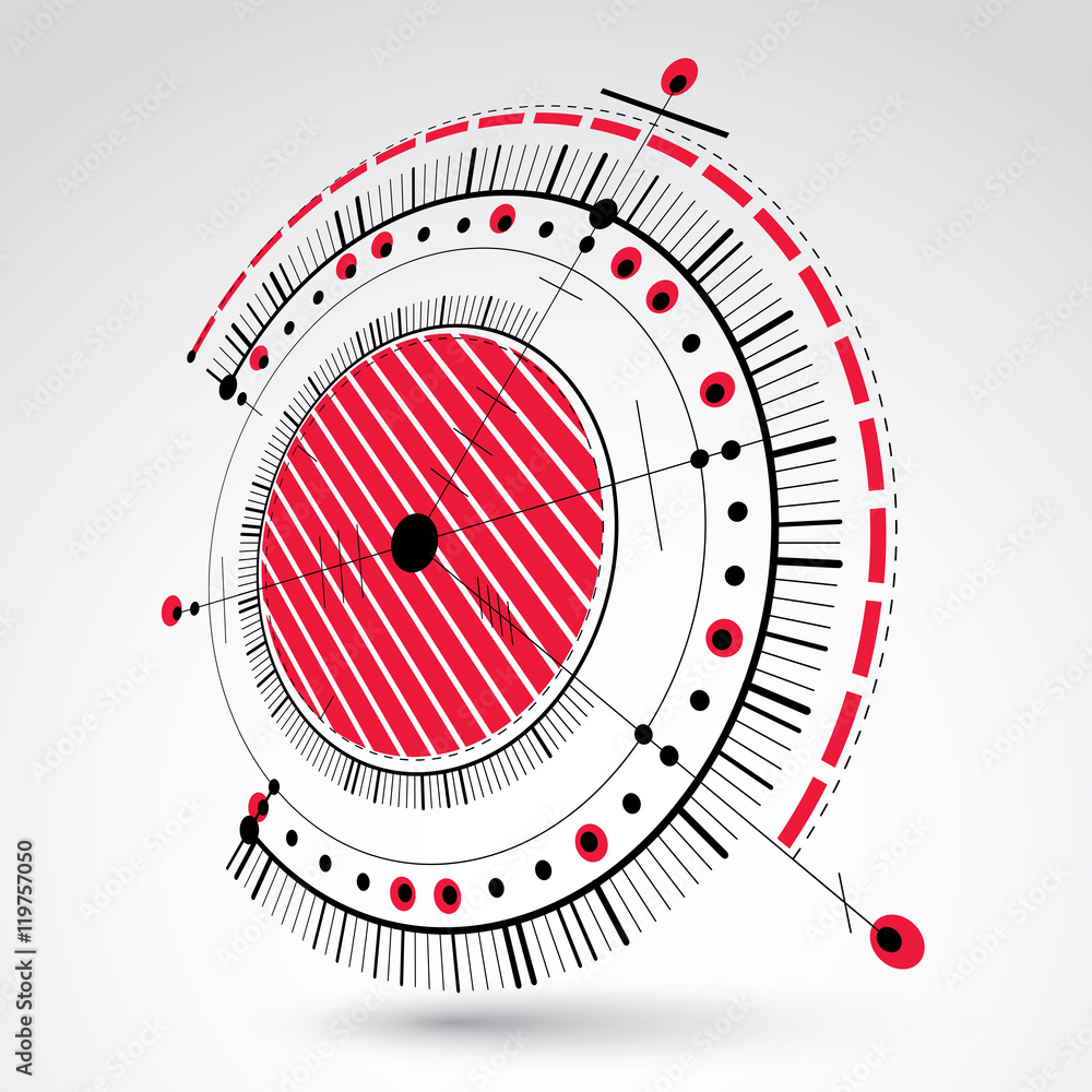 Technical blueprint, red vector digital background with geometri Stock ...