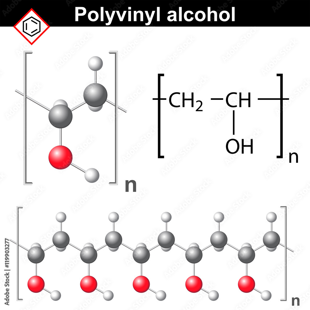 Polyvinyl alcohol polymer chemical structure Stock Vector | Adobe Stock