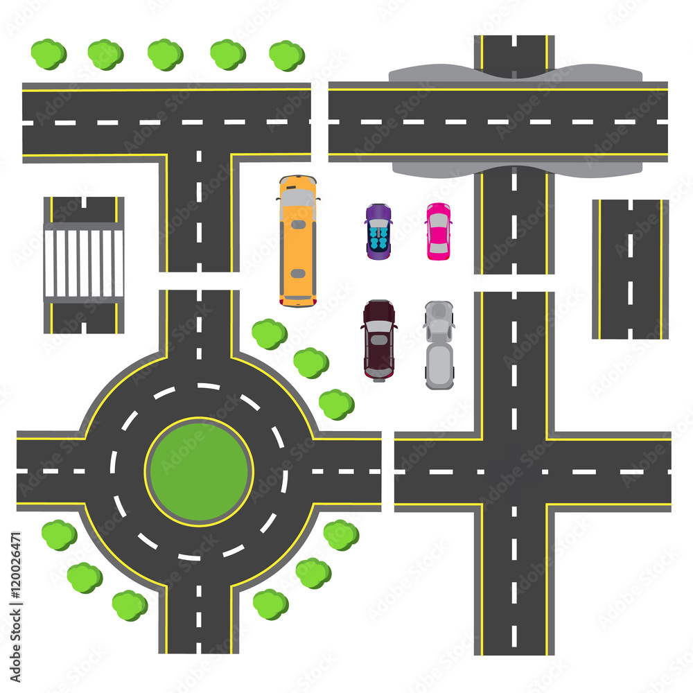 Set design for a transport node. The intersections of various roads ...