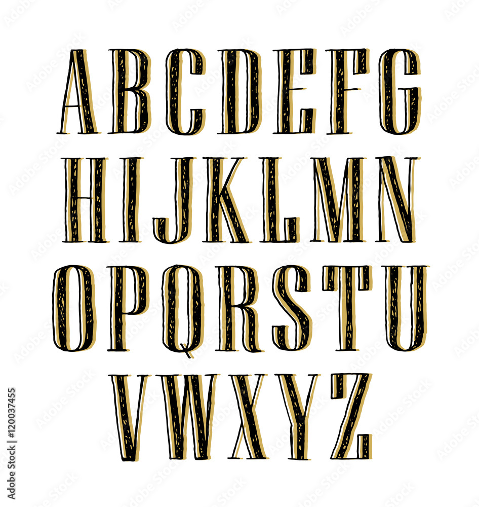 Hand drawn sketch alphabet. Vector illustration Stock Vector | Adobe Stock