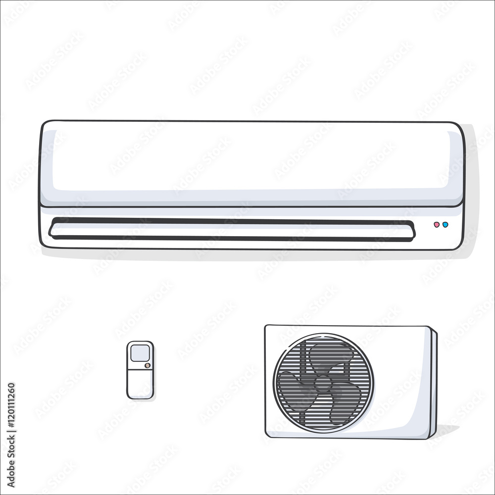 Vector illustration of air conditioning system isolated on white ...