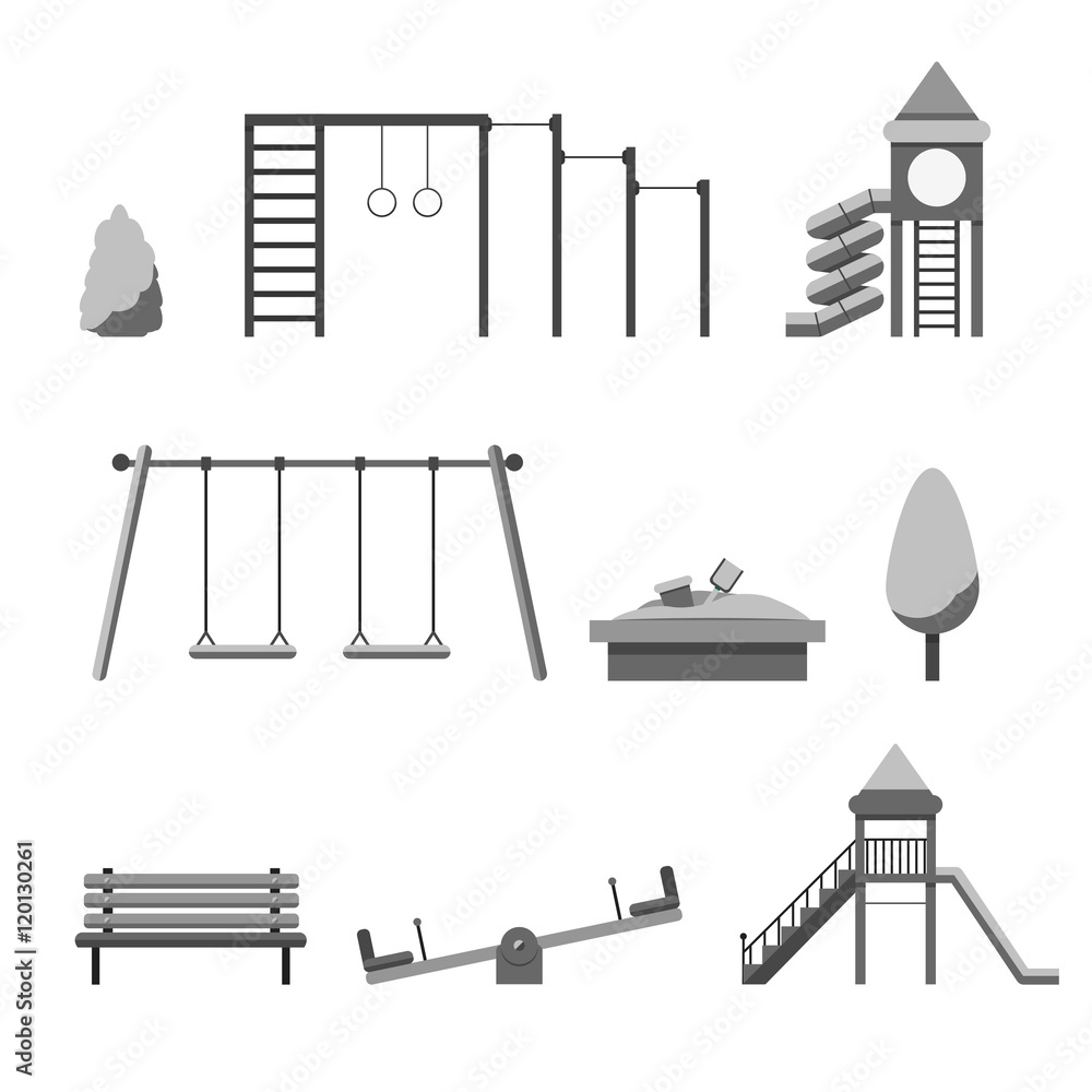 Playground infographic elements vector doodle illustration. Kids ...