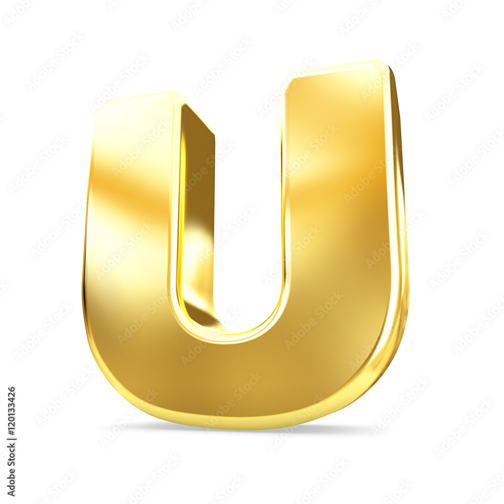 3d gold letter U isolated white background. Stock Illustration | Adobe ...