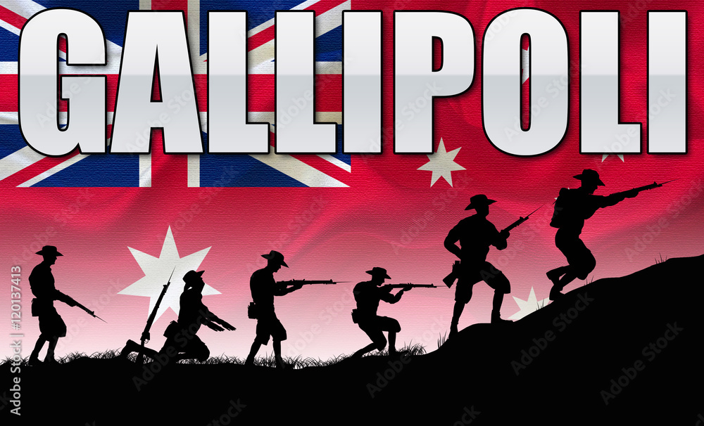 ANZAC illustration. World War 1 Australian and New Zealand soldiers ...