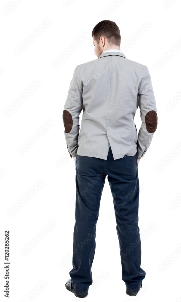 back view of Business man looks. Rear view people collection. backside ...