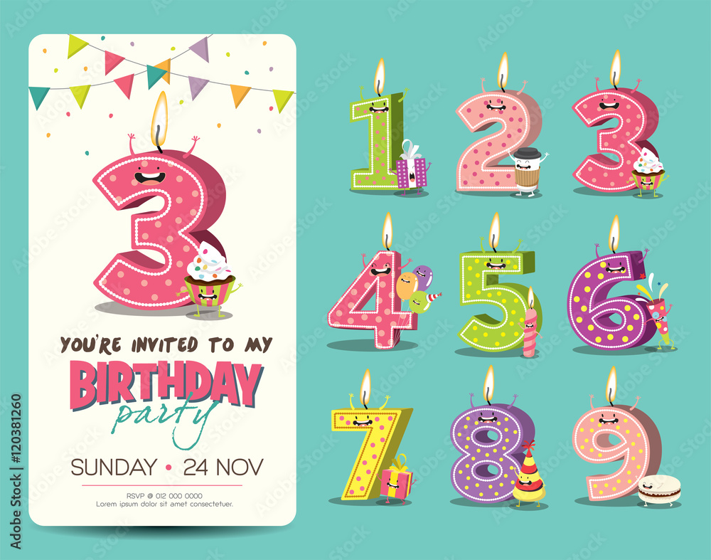 Birthday Anniversary Numbers Candle with Funny Character & Birthday ...