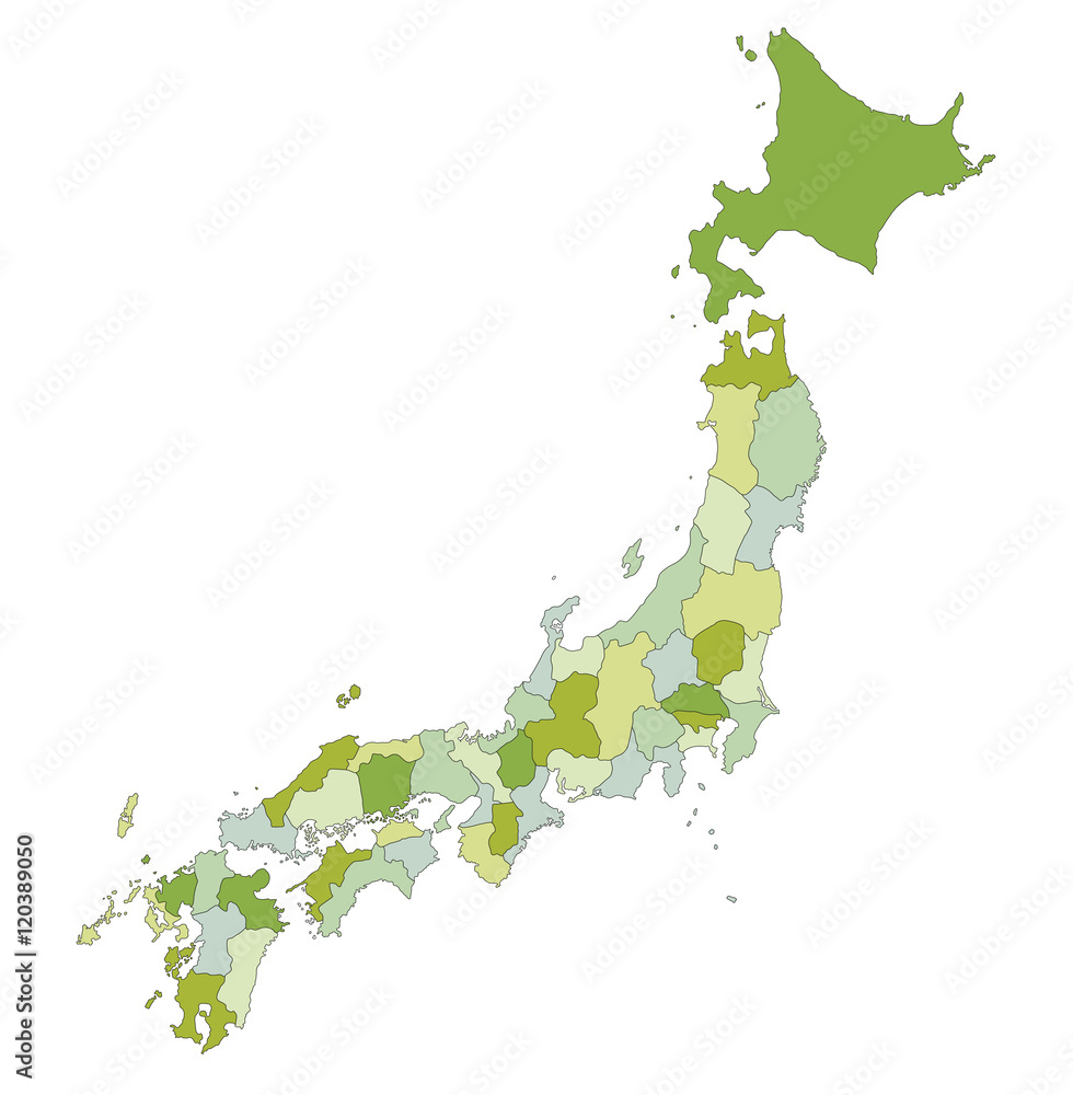 Highly detailed editable political map with separated layers. Japan ...