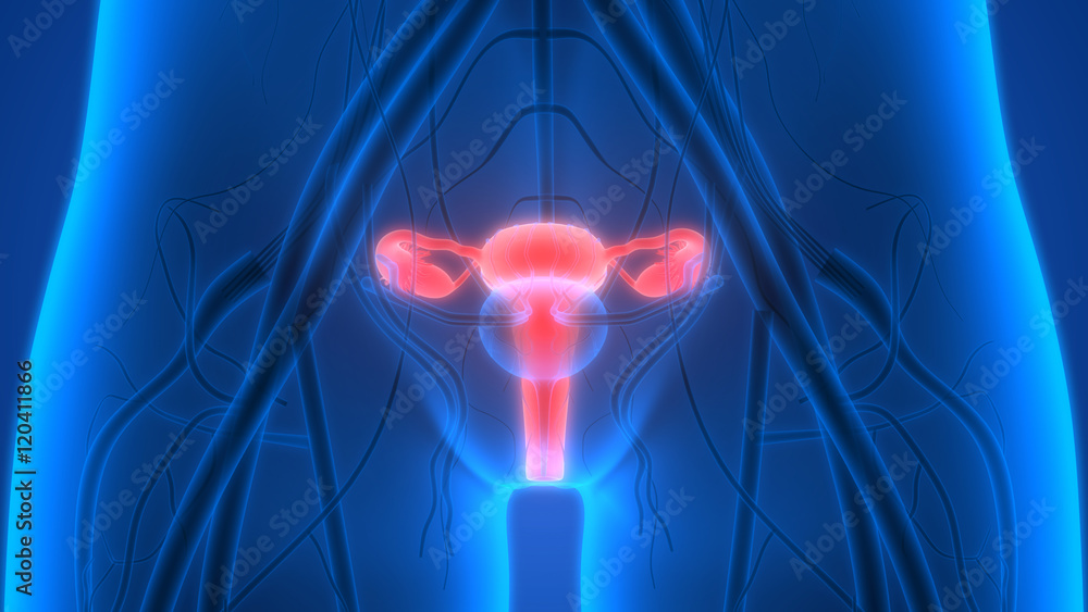Female Reproductive System Anatomy with nervous sysyem and Urinary ...