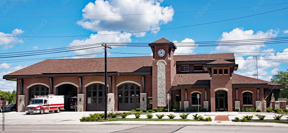Red Brick Fire Station Stock Photo | Adobe Stock
