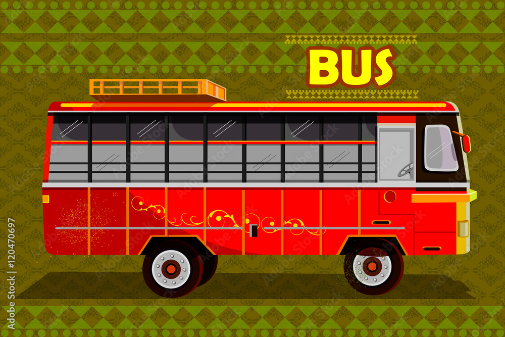 Indian Bus representing colorful India Stock Vector | Adobe Stock