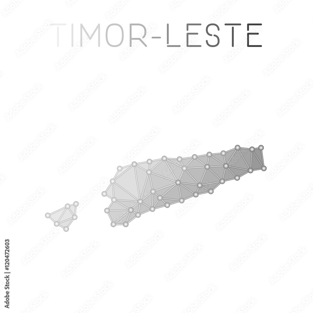 Timor-Leste polygonal vector map. Molecular structure country map ...