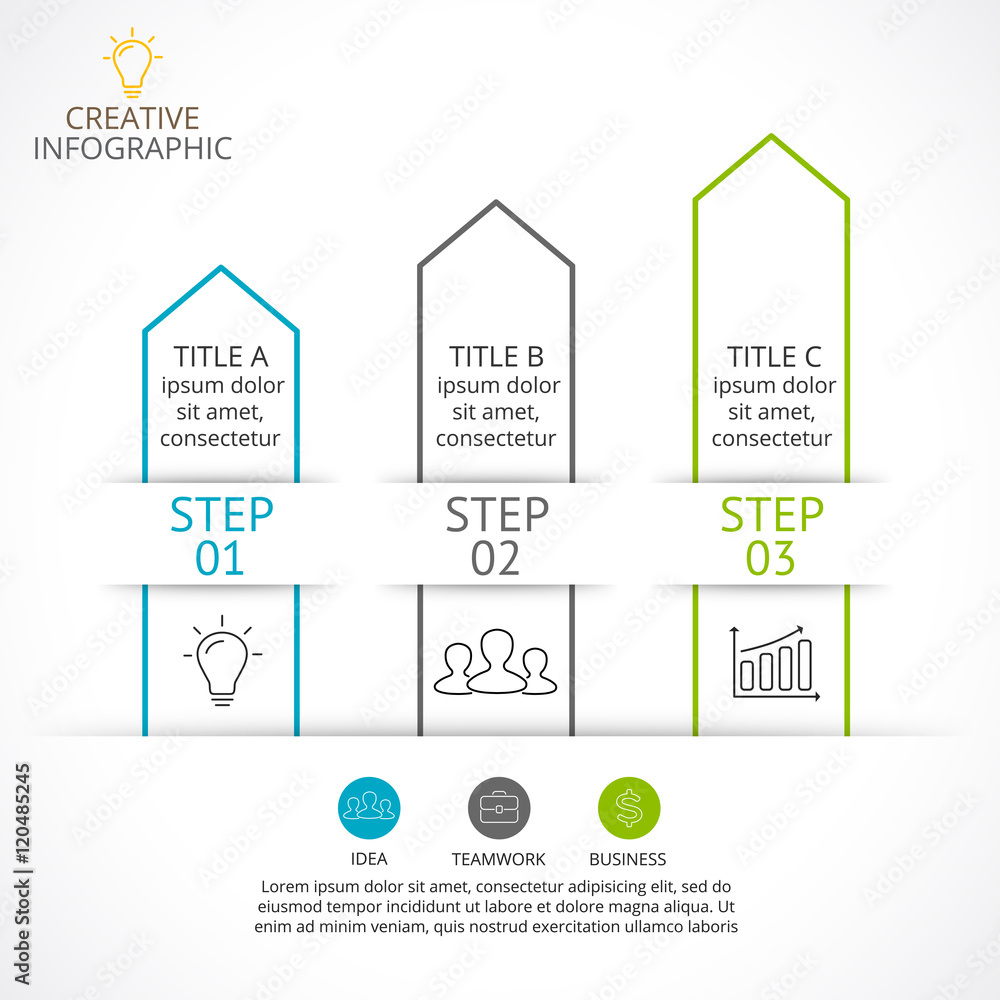 Vector up arrows linear infographic, diagram stairs chart, graph ...