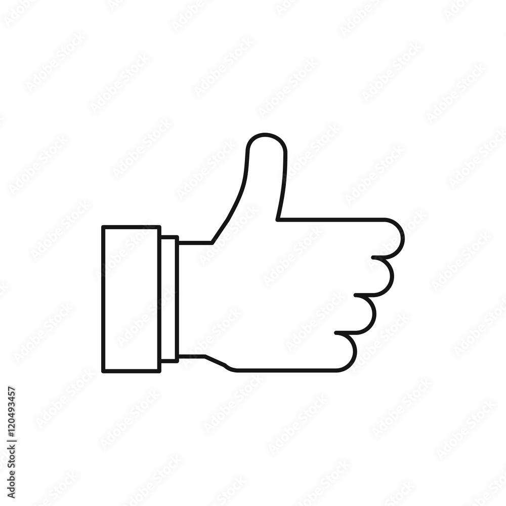 Thumb up gesture icon in outline style on a white background vector ...