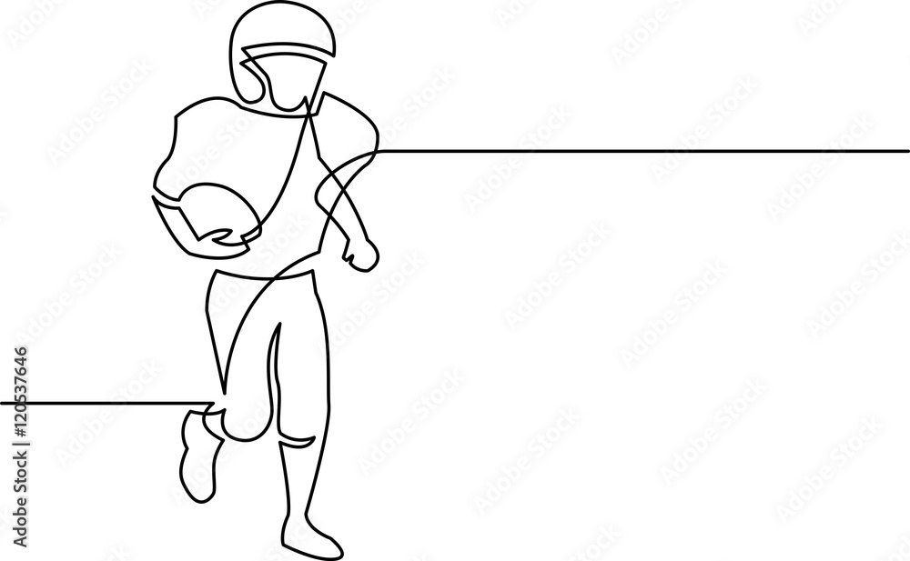 continuous line drawing of youth football player Stock Vector | Adobe Stock