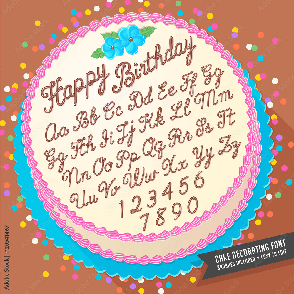 gradient free vector cake decorator icing font with birthday cake Stock ...