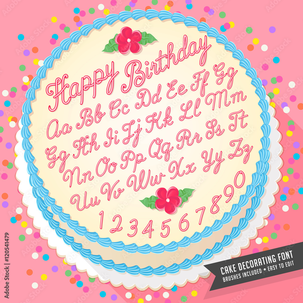 gradient free vector cake decorator icing font with birthday cake Stock ...