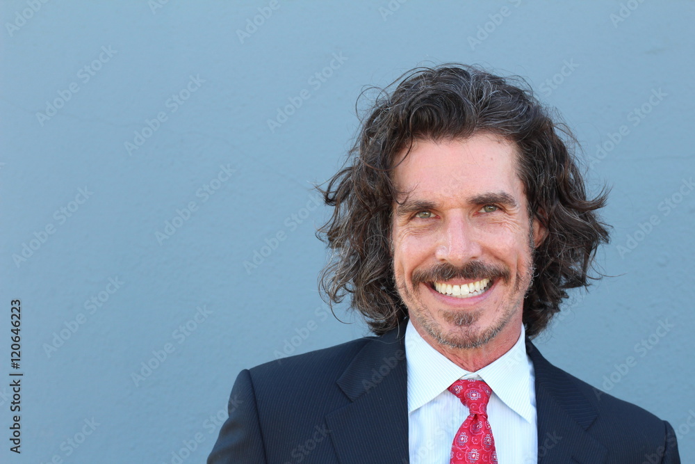 Guy at the office with a huge smile on his face that looks creepy Stock ...