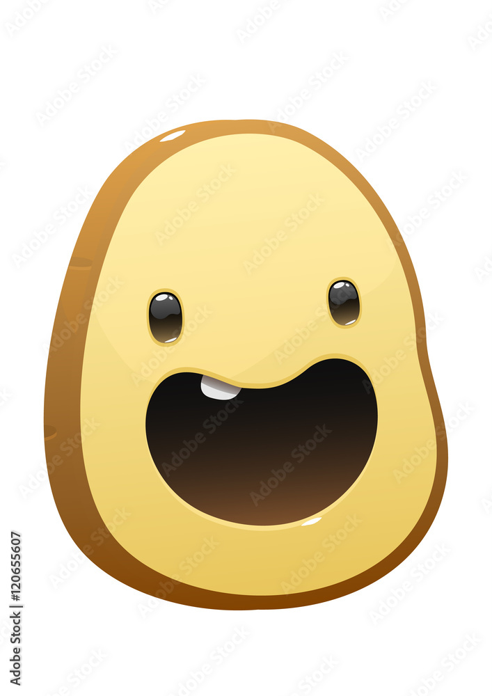 potato cartoon character bright juicy on a white background Stock ...