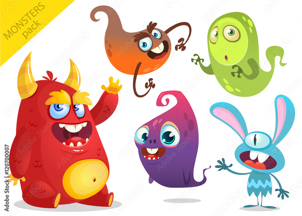 Cartoon Monsters. Vector set of cartoon monsters isolated Stock Vector ...