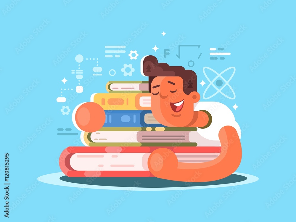 Cartoon man sleep on book Stock Vector | Adobe Stock