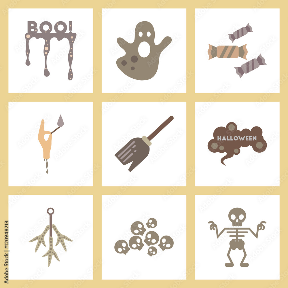 Stock-Vektorgrafik „assembly flat icons halloween boo ghost candies ...