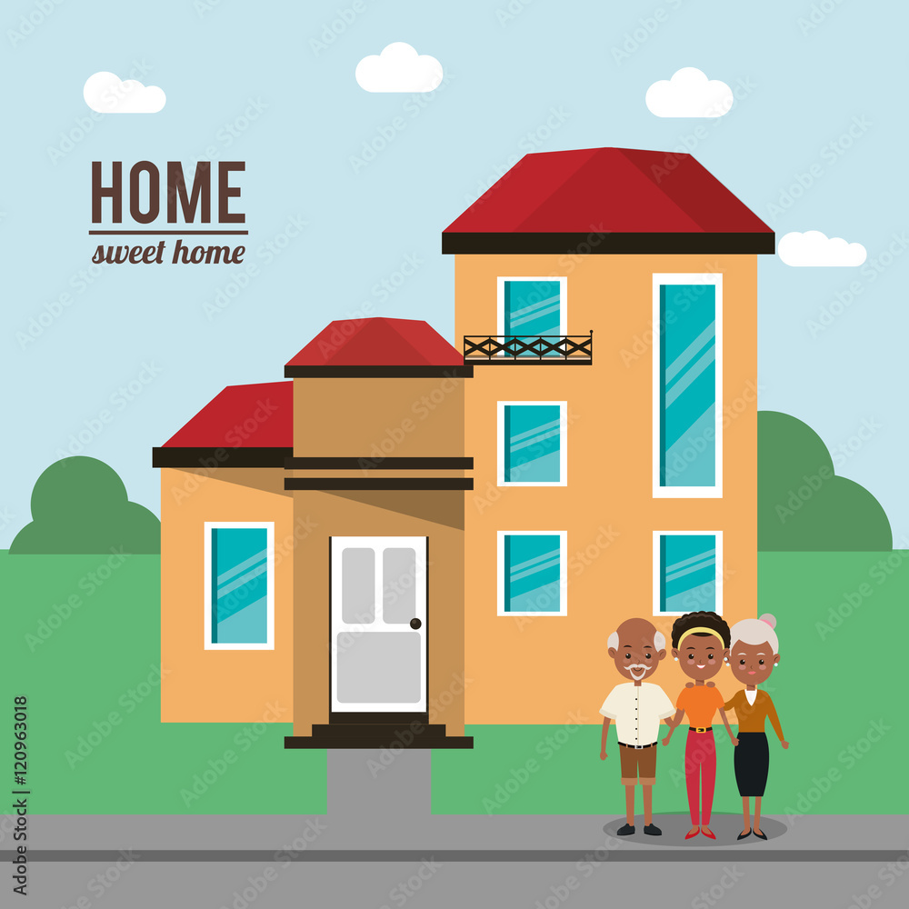 House mother woman and grandparents icon. Home family and real estate ...
