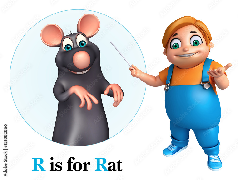 Kid boy pointing Rat Stock Illustration | Adobe Stock