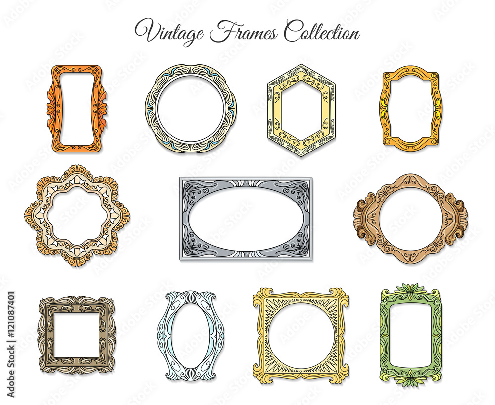 Vector vintage classic frames. Retro frame shape labels isolated on ...