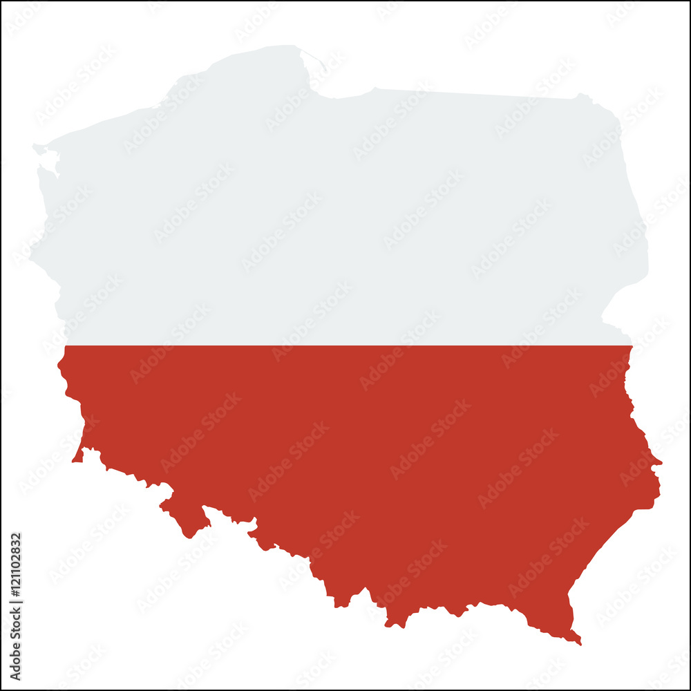 High-resolution map of Poland with the national flag overlaid on a ...