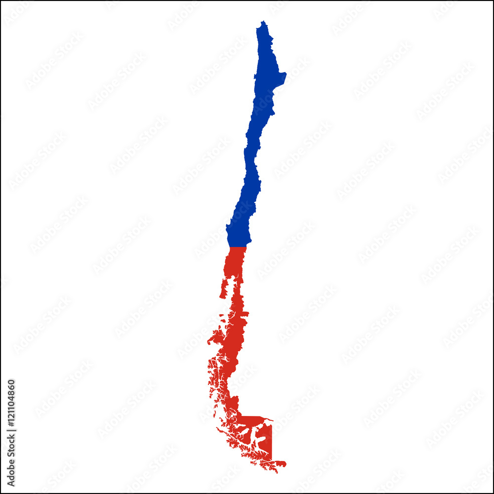 High resolution map of Chile with national flag. Flag of the country ...