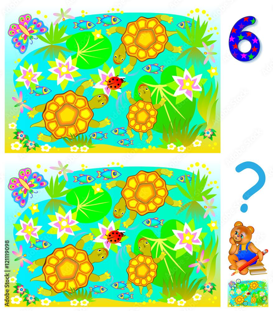 Exercises for young children - need to find 6 differences. Developing ...