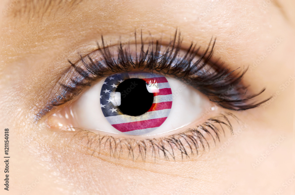 Flag of the USA in female eye Stock Photo | Adobe Stock