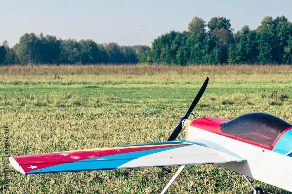Radio controlled aircraft with methanol engine. Stock Photo | Adobe Stock