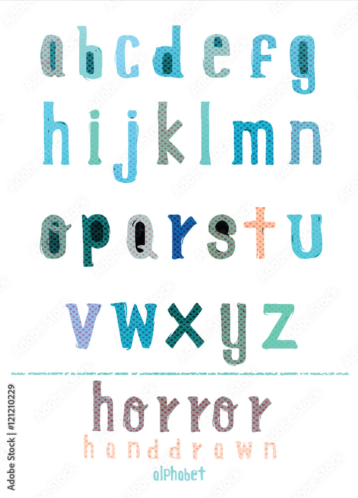 Vector alphabet. Hand drawn letters. Letters of the alphabet wri Stock ...
