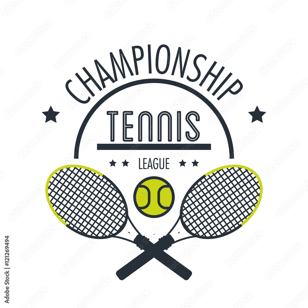 Racket and ball icon. Tennis sport and hobby theme. Colorful design ...