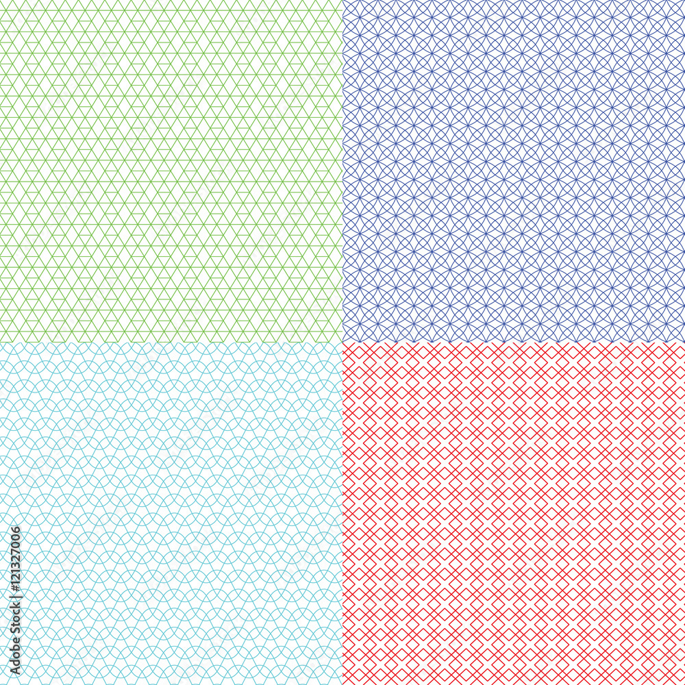 Guilloche patterns vector set for voucher, banknote, certificate and ...