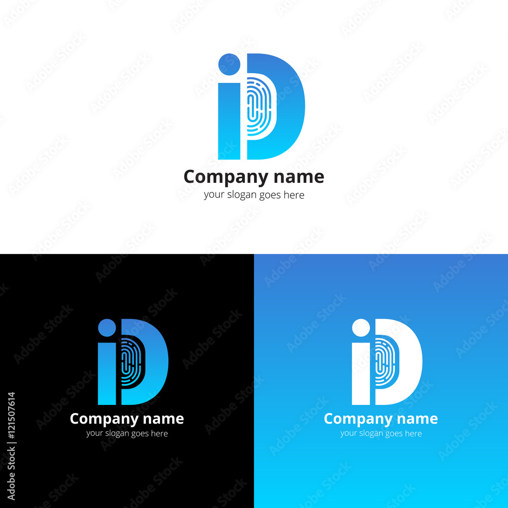 Stock-Vektorgrafik „ID vector logo with Fingerprint template. The blue ...