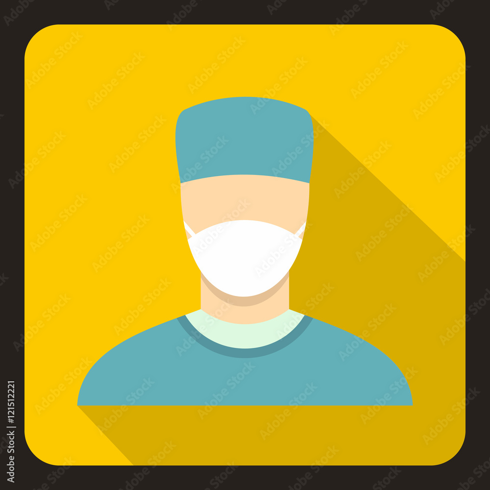 Surgeon icon in flat style with long shadow. Job symbol vector ...