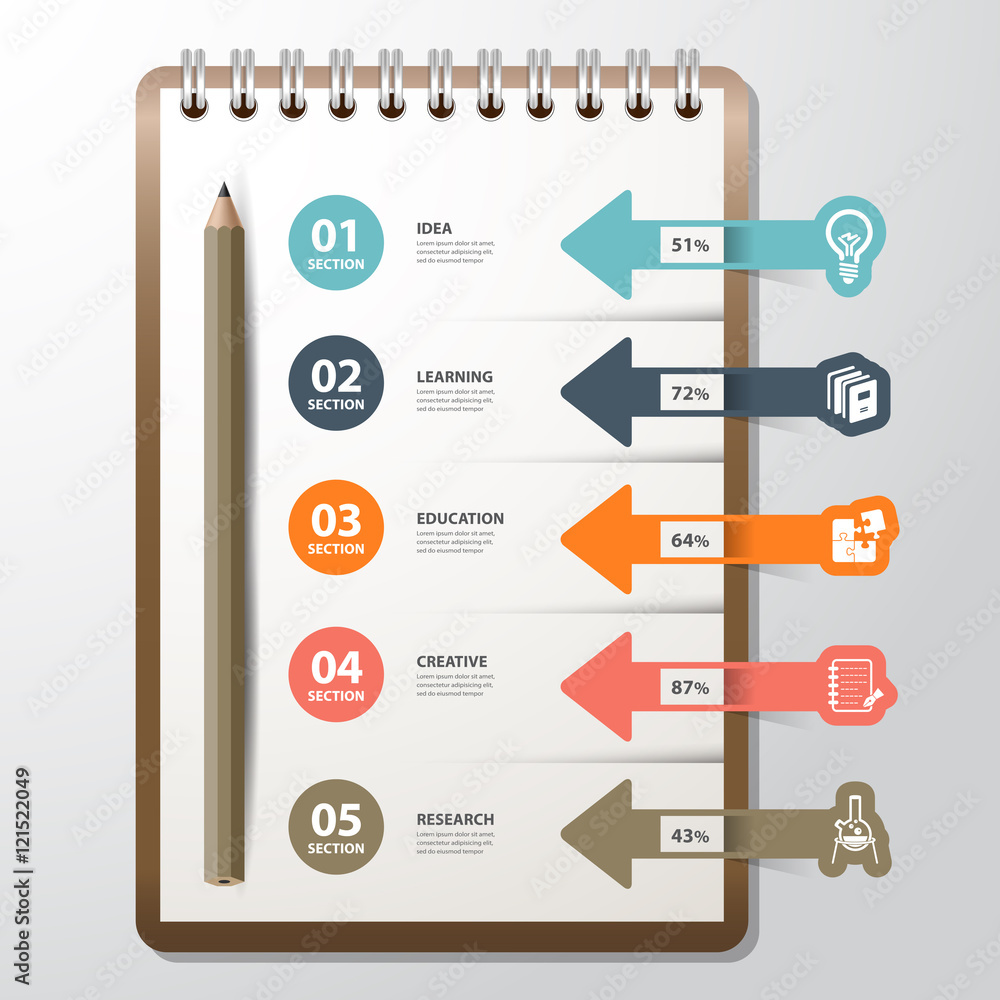 Infographic paper book with bookmark icon education concept. Stock ...