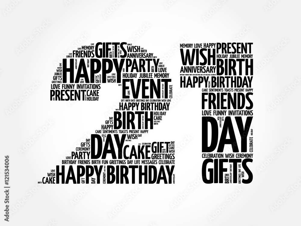 Happy 21st birthday word cloud collage concept Stock Vector | Adobe Stock