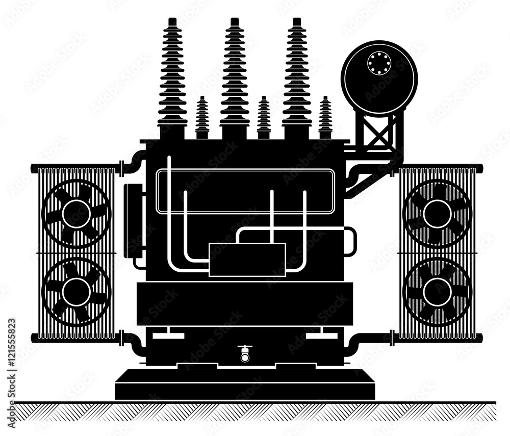 The high-transformatorel. Black and white illustration. Risk of ...