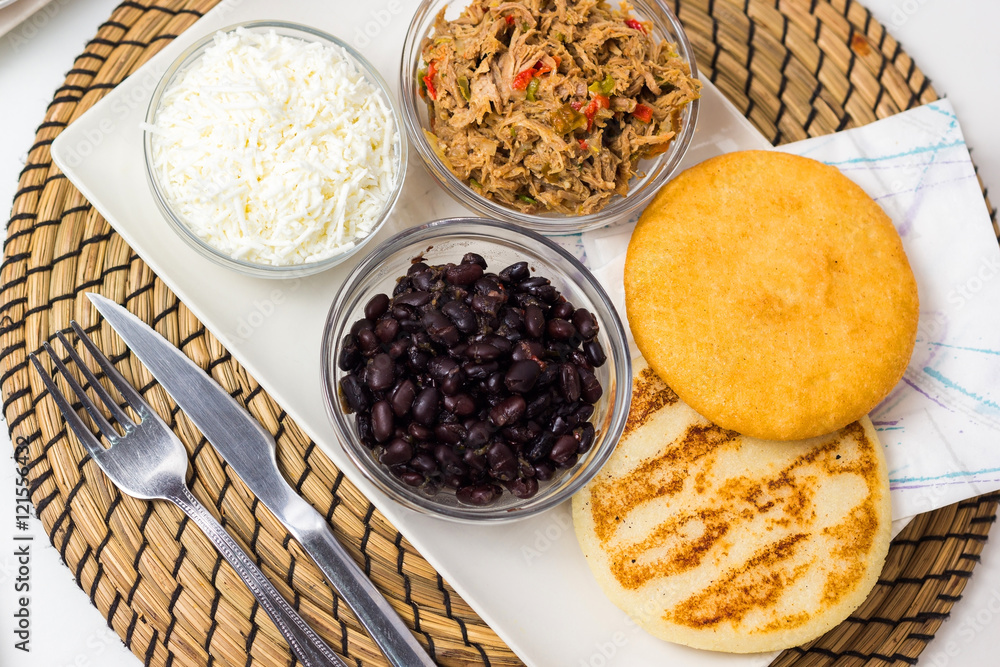 Venezuelan typical food, arepas and their different combinations ...