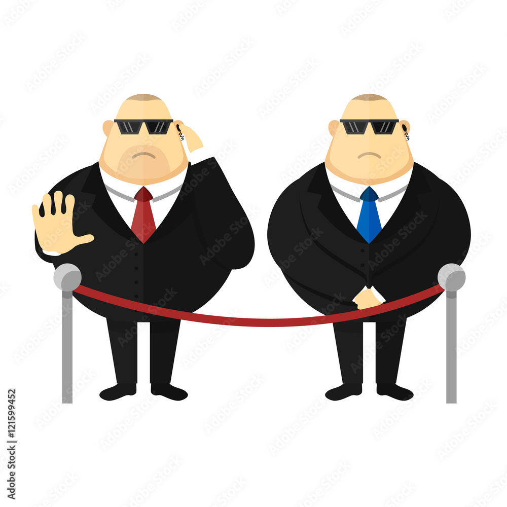 Face control. Security man. Vector cartoon illustration isolated on ...