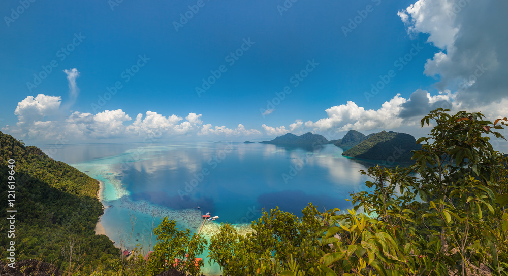 Malaysia Sabah Borneo Panoramic Scenic View Of Tun Sakaran Marine Park