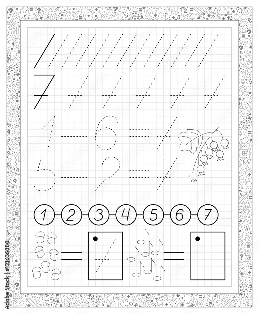 Black and white worksheet on a square paper with exercises for little ...