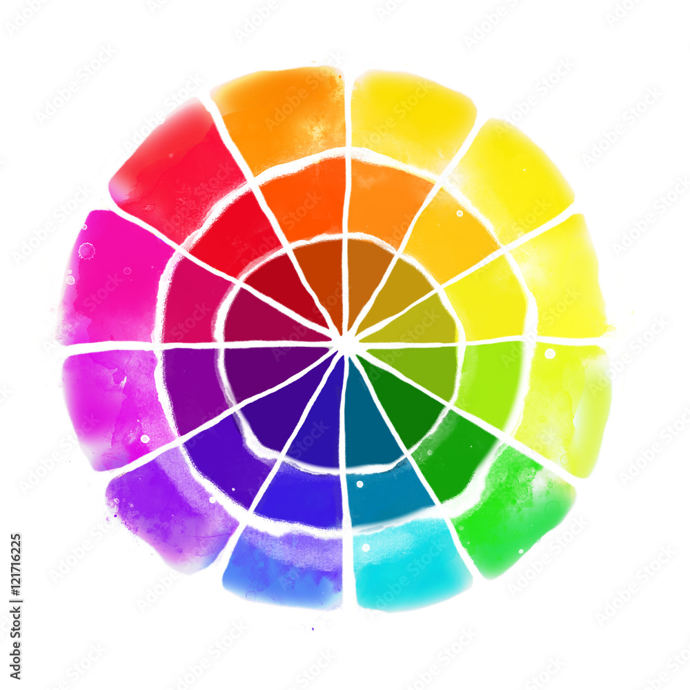Handmade color wheel. Isolated watercolor spectrum. Stock Illustration ...