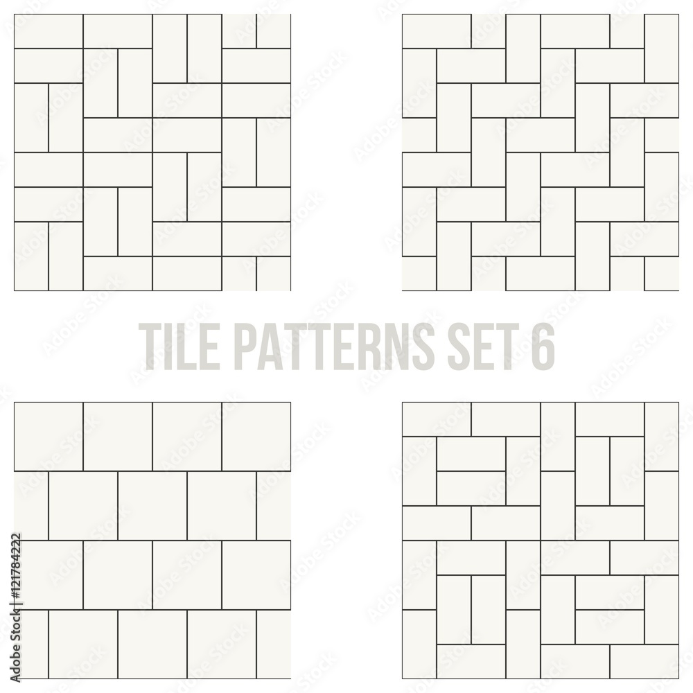Set of thin line seamless pattern brick tile, use for background, path ...