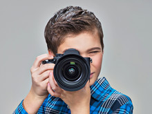 Little Boy With Camera Free Stock Photo - Public Domain Pictures