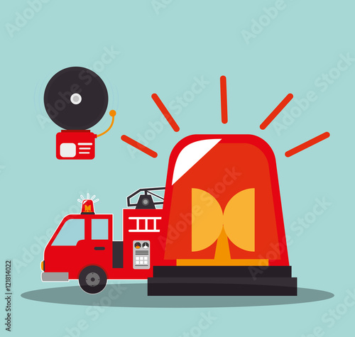 fire truck emergency vehicle with alarm and siren rescue alert. vector ...