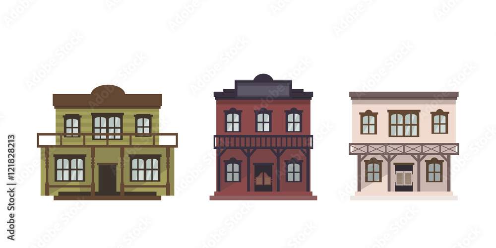 Vector western buildings Stock Vector | Adobe Stock